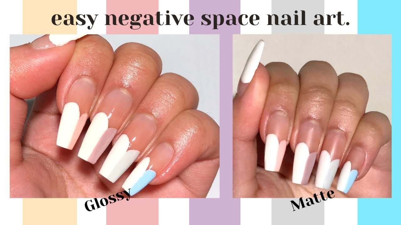 White and Pastels Negative Space Nail Art - YouTube