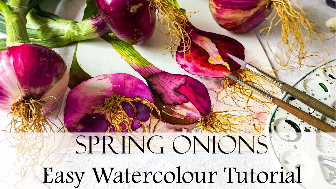 EASY Watercolor Painting TUTORIAL: How to Paint Realistic Spring Onions ...