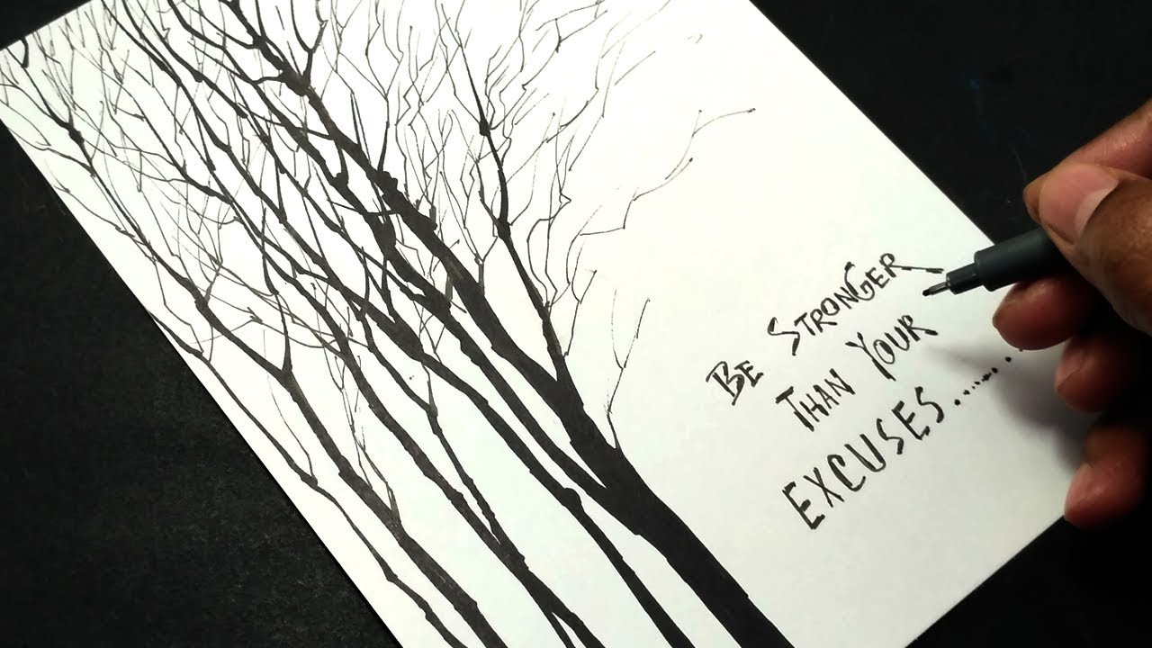 Tree drawing ll A tree without leaves || Very easy pen drawing - YouTube