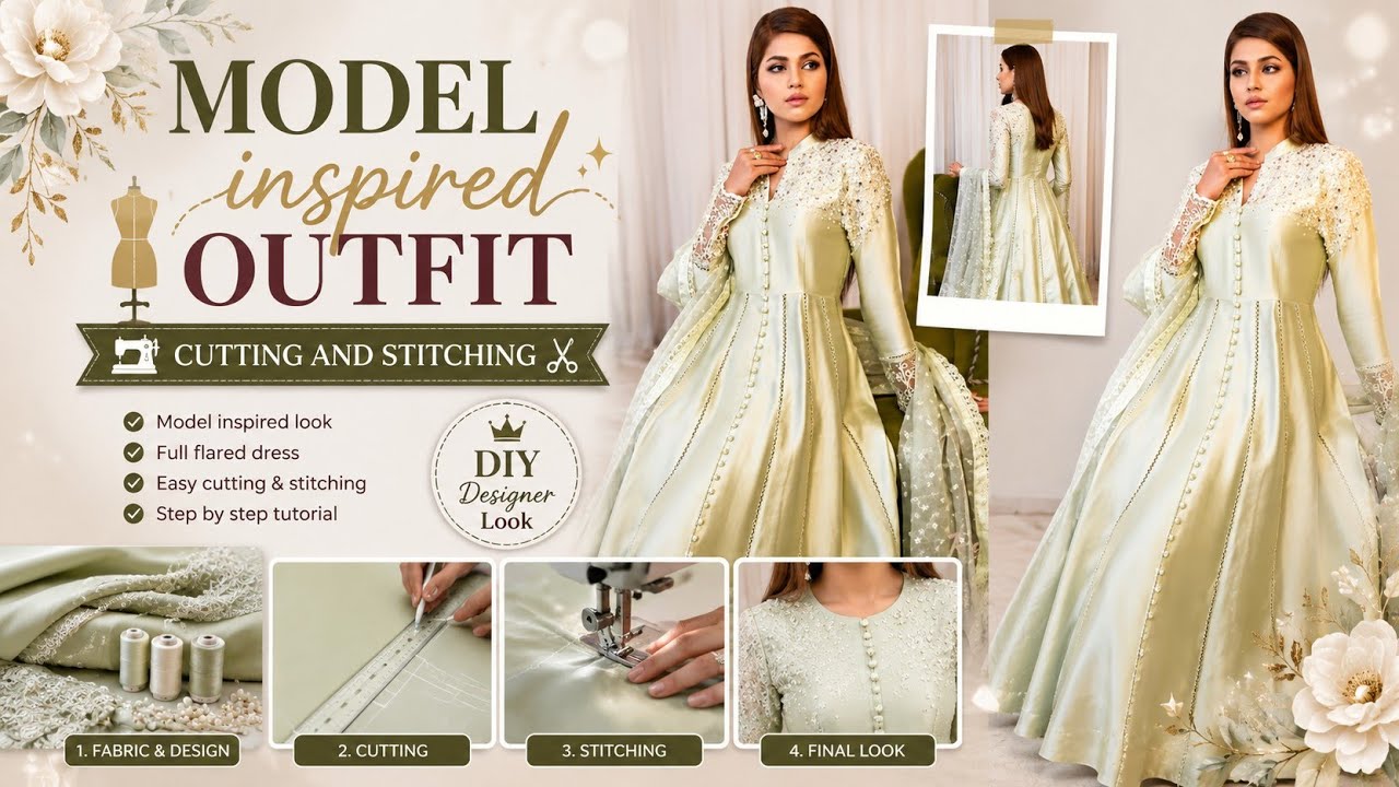 Models inspired dress cutting & stitching/front open/Party wear dress ...