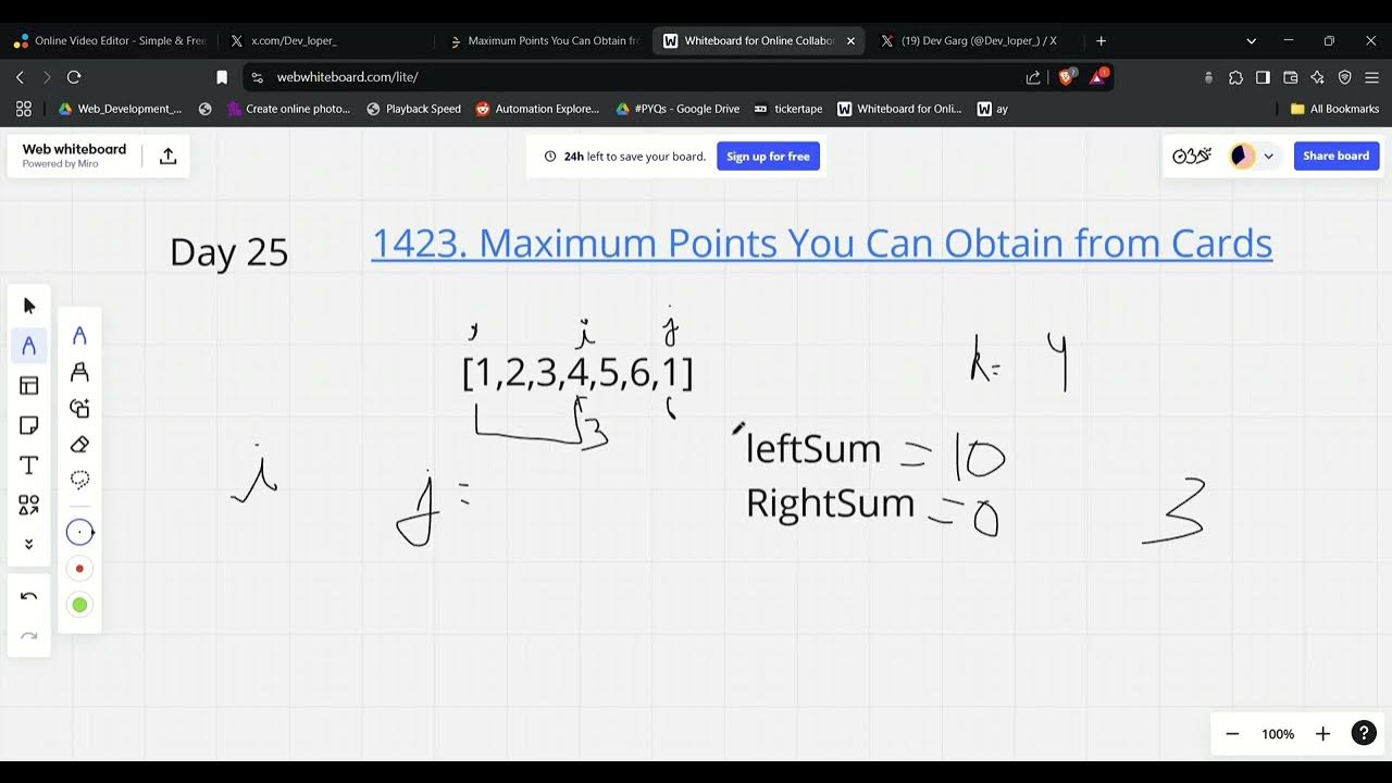 Leetcode 1423 : Maximum Points You Can Obtain from Cards | C++ #day25 #100daysofcodechallenge ...