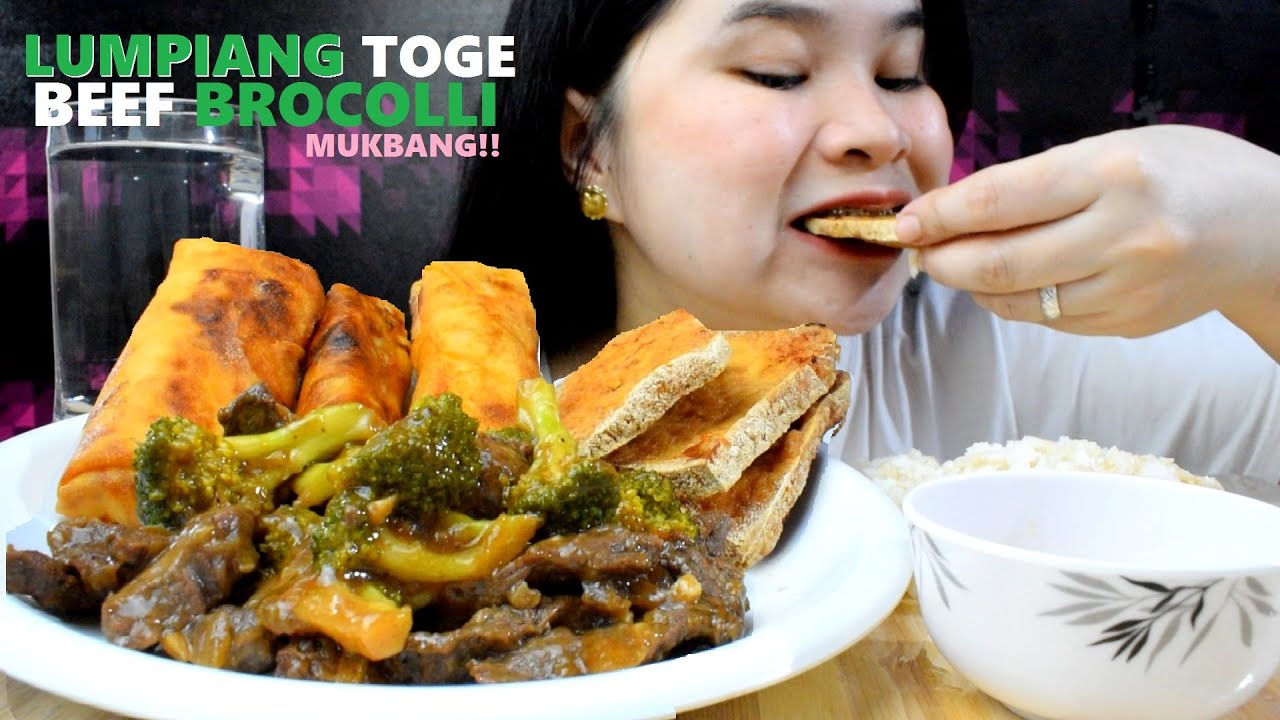 LUMPIANG TOGE | BEEF BROCOLLI | FRIED TOFU | MUKBANG | HANIMACE TV ...