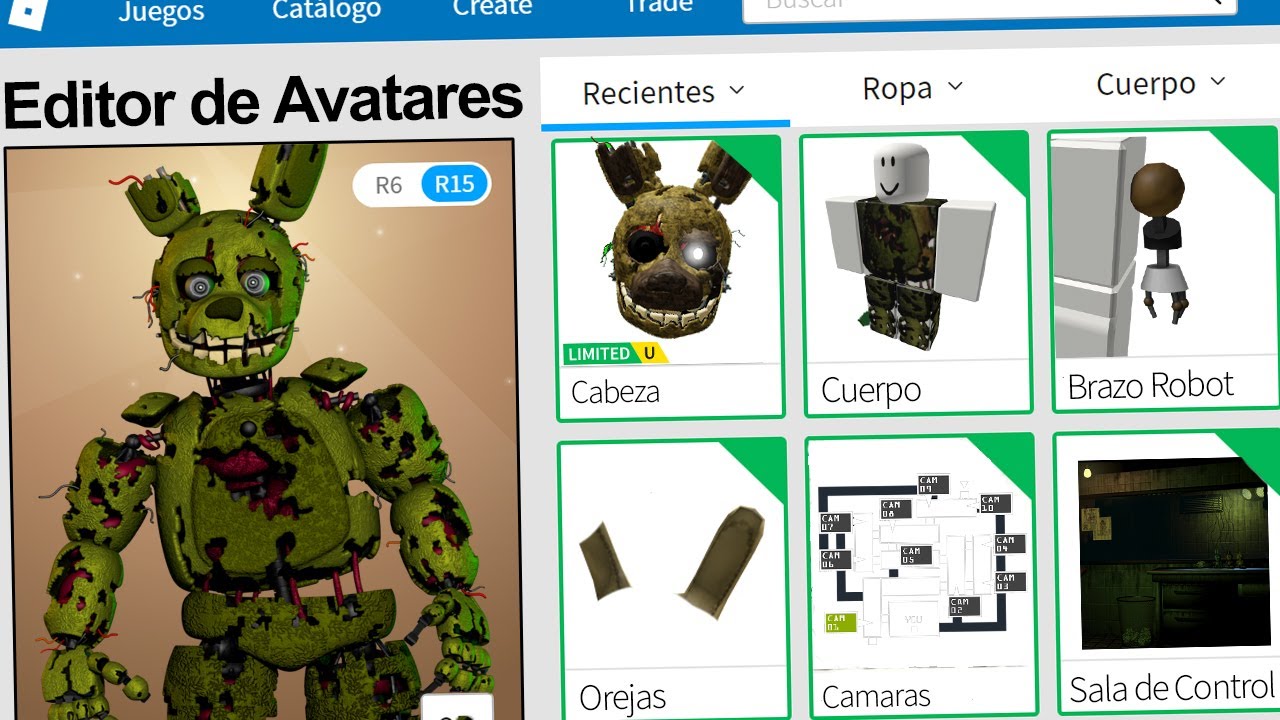 Creamos el PERFIL de SPRINGTRAP FNAF en ROBLOX !! | Rovi23 Roblox - YouTube
