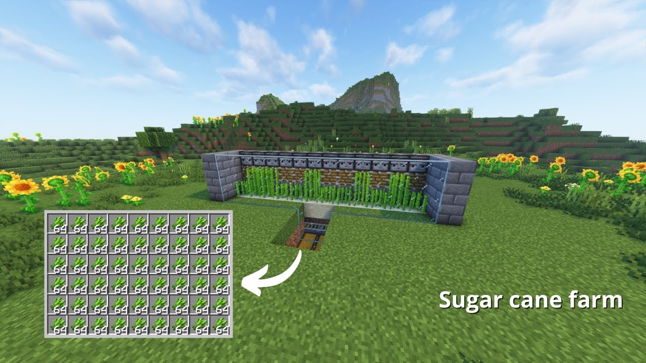 Minecraft Easy Sugar Cane Farm Tutorial - YouTube