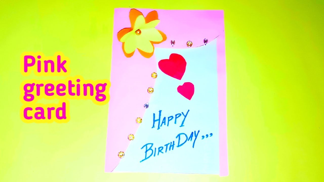 How to make the pink color greeting card/ very easy and Simple. - YouTube