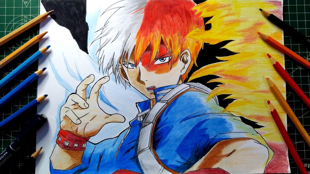 TODOROKI SHOTO DRAWING AND COLORING [Boku no Hero Academia] - YouTube