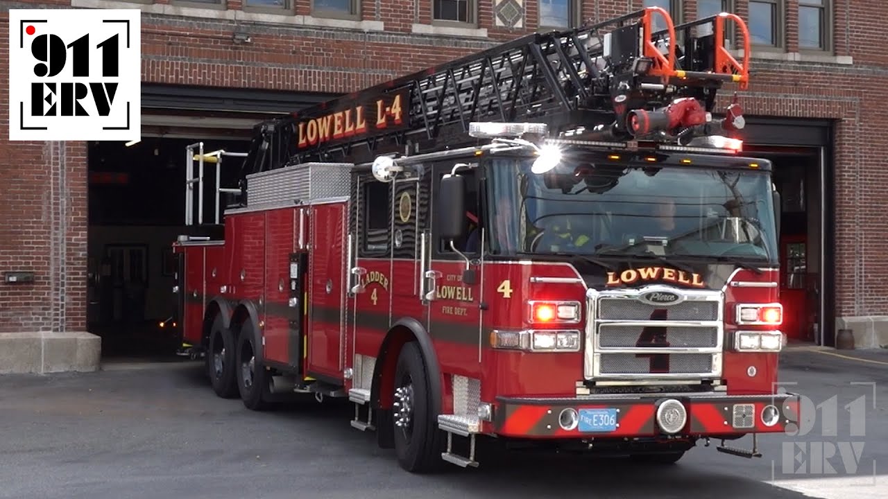 Lowell Fire Truck Responding | NEW Ladder 4 - YouTube