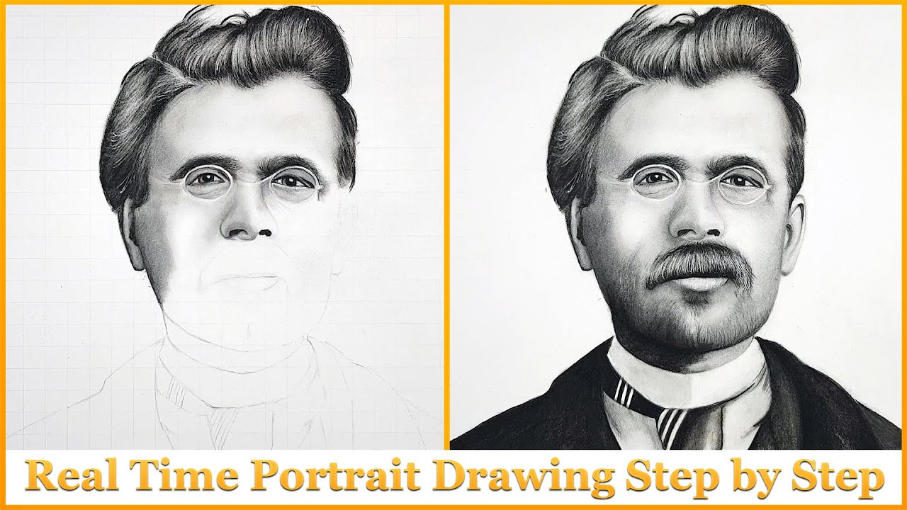 How to Draw Friedrich Nietzsche - Real Time Portrait Drawing: A Step by ...