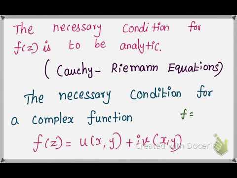 Cauchy -Riemann Equations (Necessary and Sufficient Conditions) Unit - Analytic Functions/Engg ...