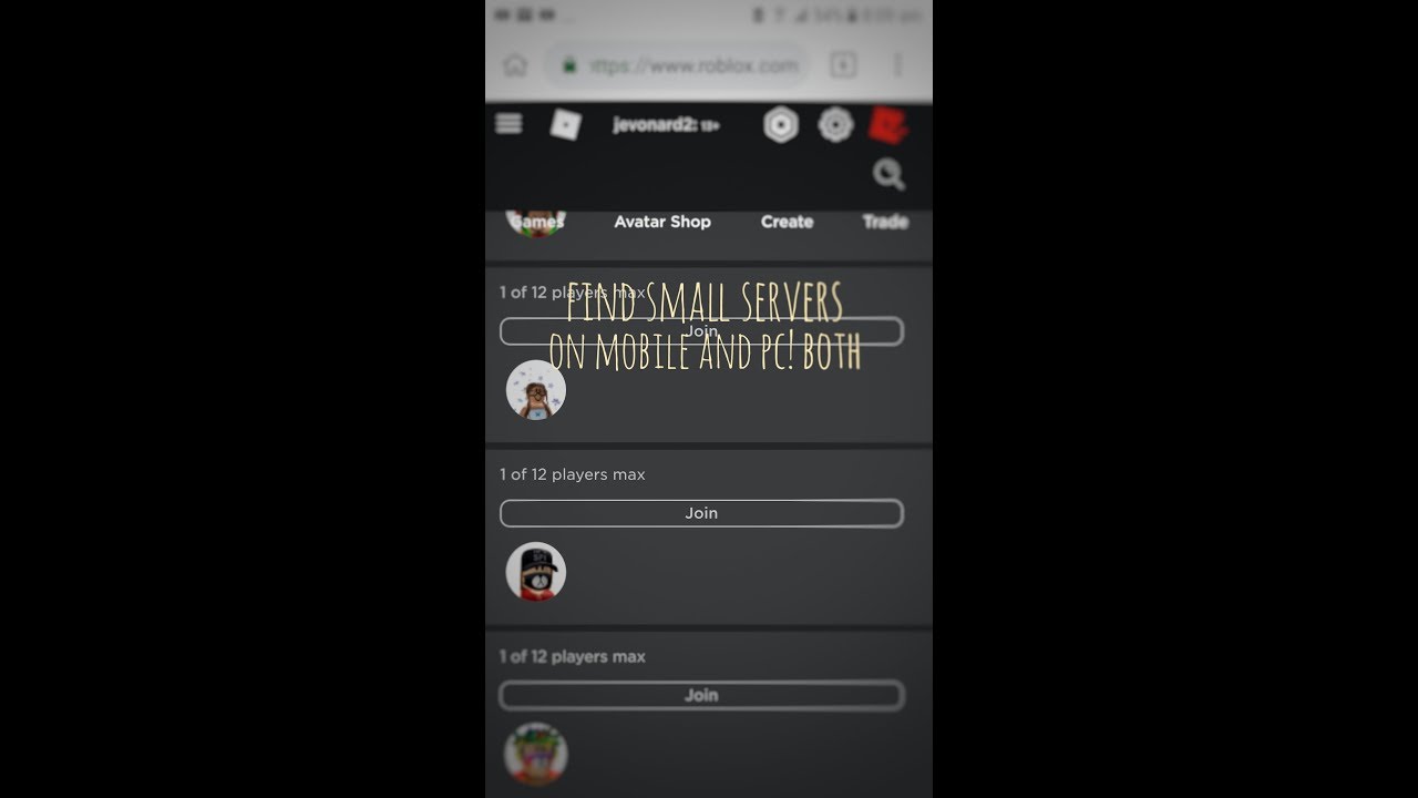 How To find small servers on mobile and pc (Roblox) - YouTube