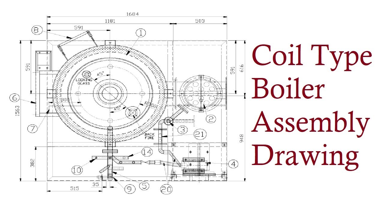 Coil Type Boiler Assembly Drawing | Mechanical Drawings - YouTube