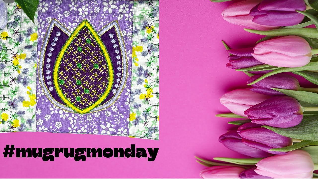 #mugrugs Fancy Tulip Mug Rug (folded fabric and applique) - YouTube