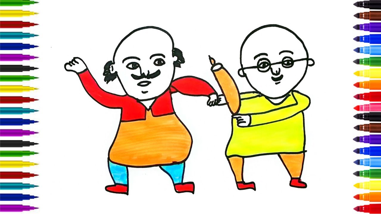 Easy Art Motu Patlu || Drawing Motu Patlu Step By Step || Coloring Motu ...