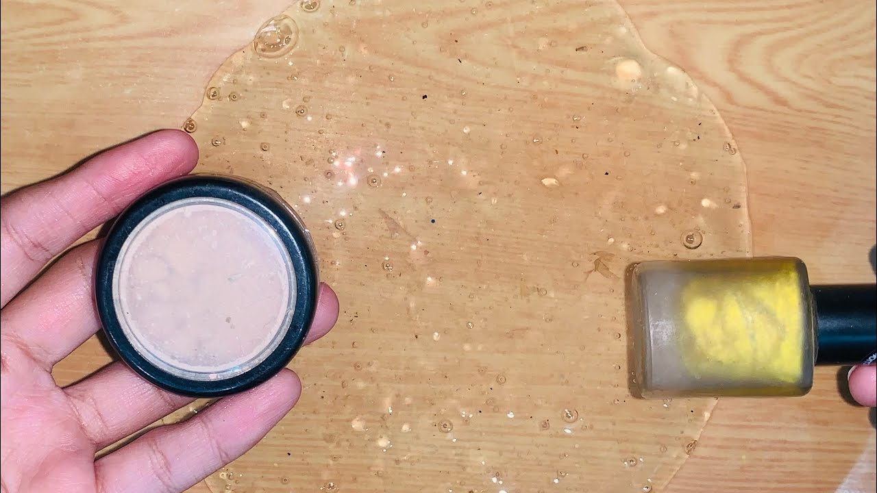 Clear slime mixing with makeup 💄 and random glittery things | Slime ...