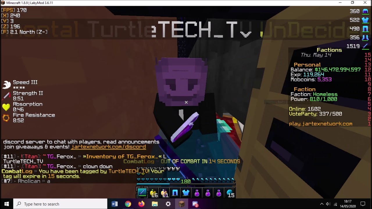 JartexNetwork Factions - TurtleTECH_TV Hitting through doors Bug Abusing - YouTube