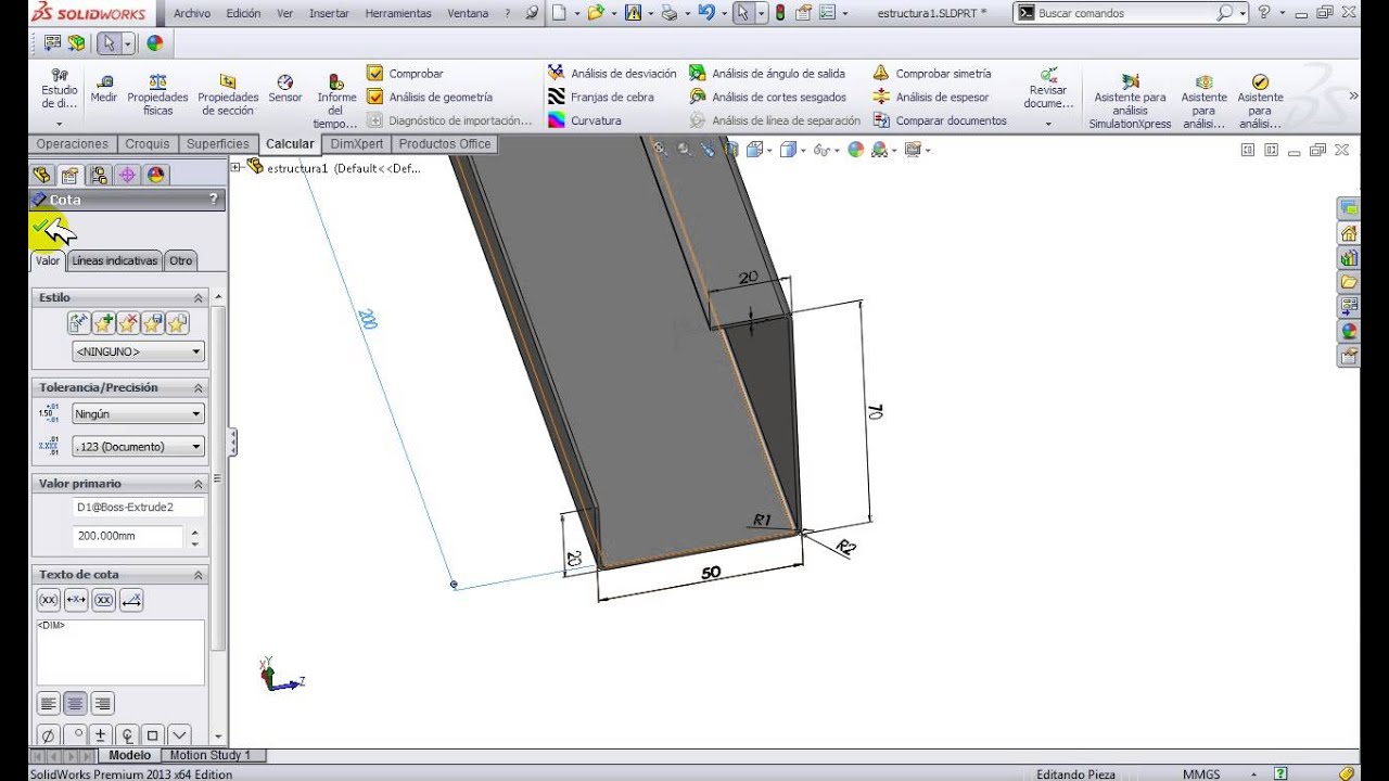 SW OPERACIONES VISUALIZACION DE COTAS EN EL MODELO 3D - YouTube
