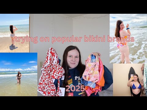 my bikini collection *2025* | trying on popular swim brands | mid size | kulani kinis, dippin daisys