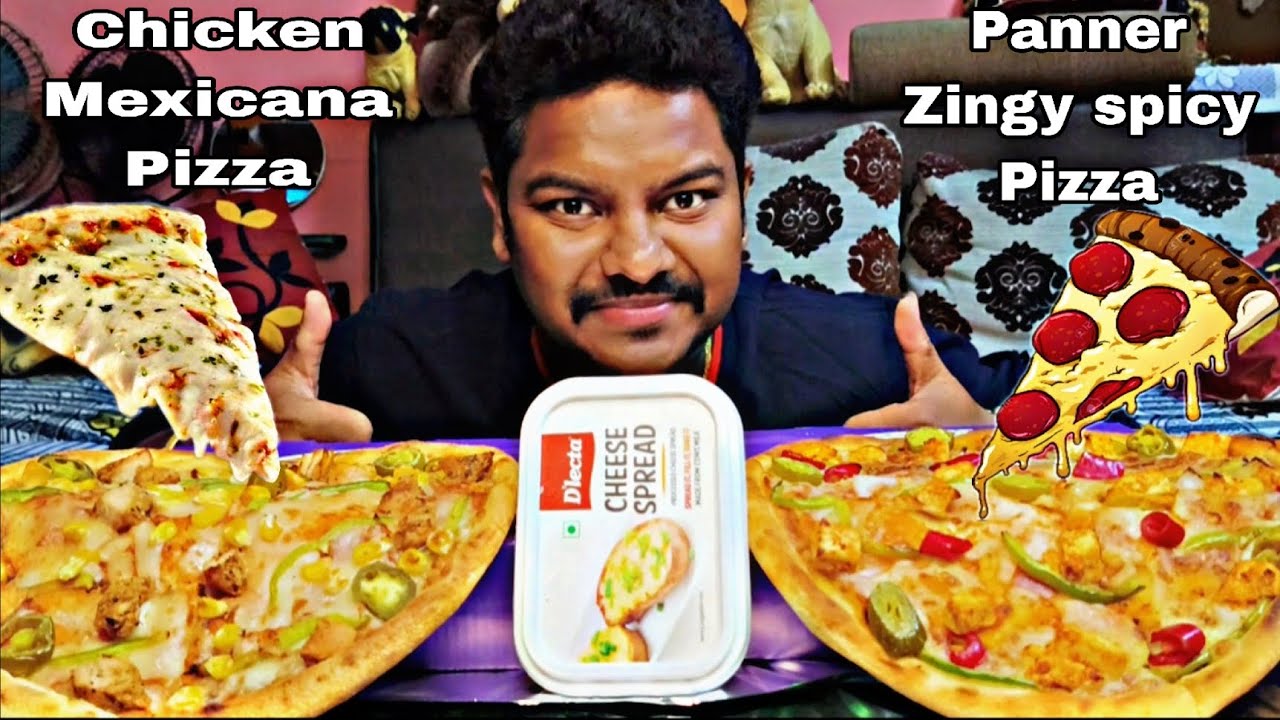 Chicken Mexicana pizza 🍕 Panner zingy spicy pizza 🍕😋 Mukbang - YouTube