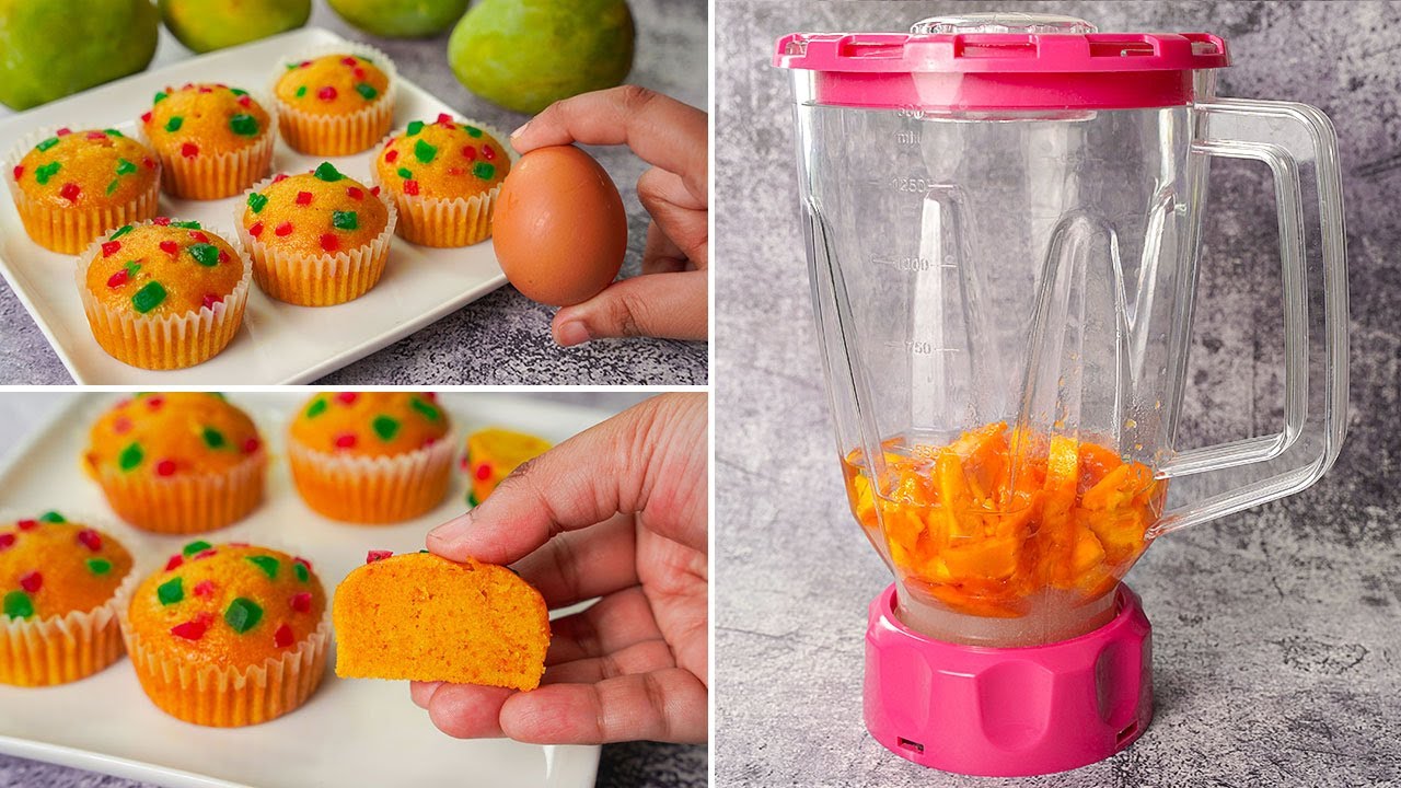 Mango Cup Cake in Blender | Mango Cup Cake Recipe Without Oven | Yummy ...