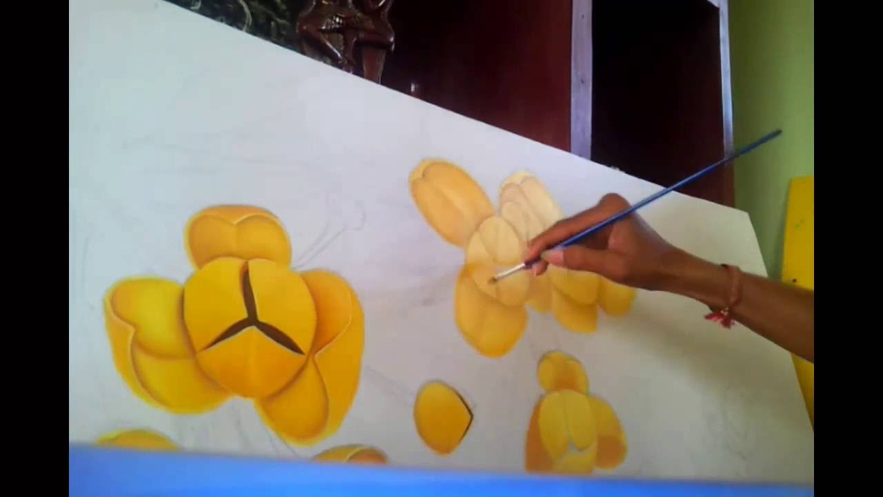 Drawing Painting Rumdul Flower in oil color Totorial #03 - YouTube