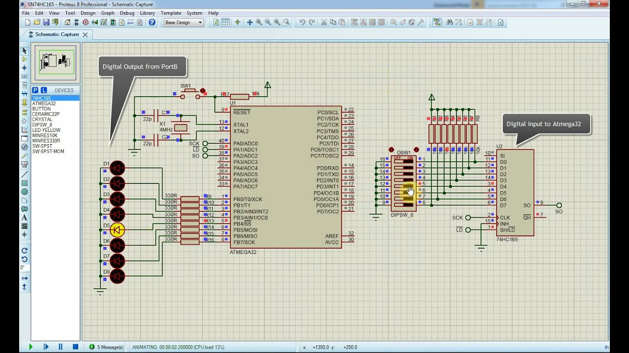 Interfacing 74HC165 parallel in serial out shift register to ATMega32 ...