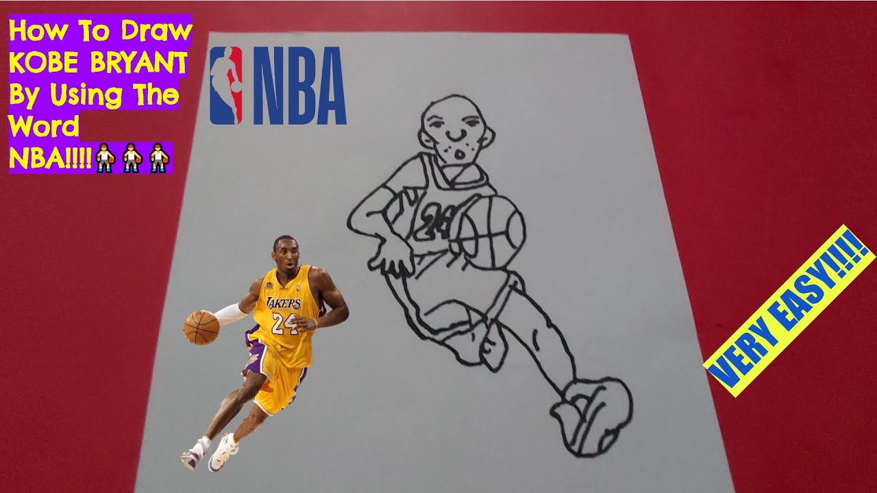 How To Draw KOBE BRYANT By Using The Word NBA!!!!⛹⛹⛹⛹ - YouTube