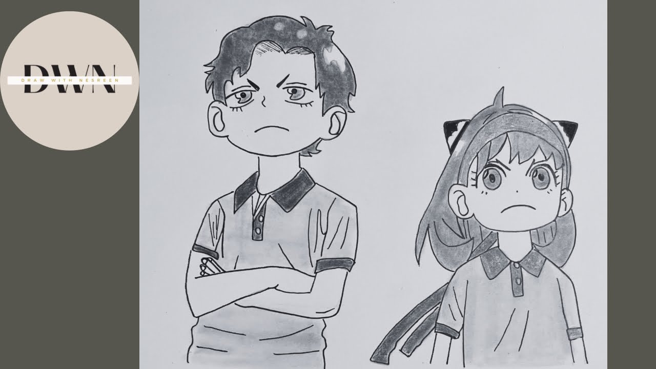How to draw anya forger and Damian Desmond( spy x family )easy step by ...