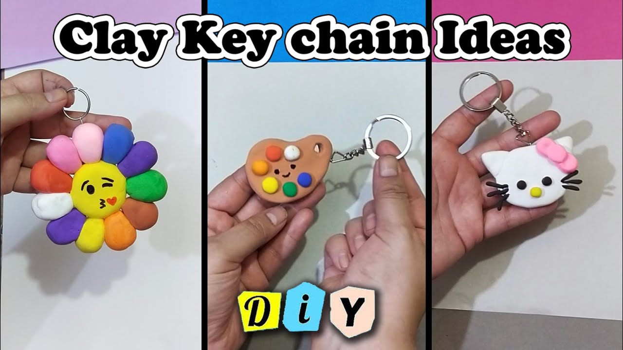 DIY clay keychain ideas| handmade keychain | clay art | craft idea ...