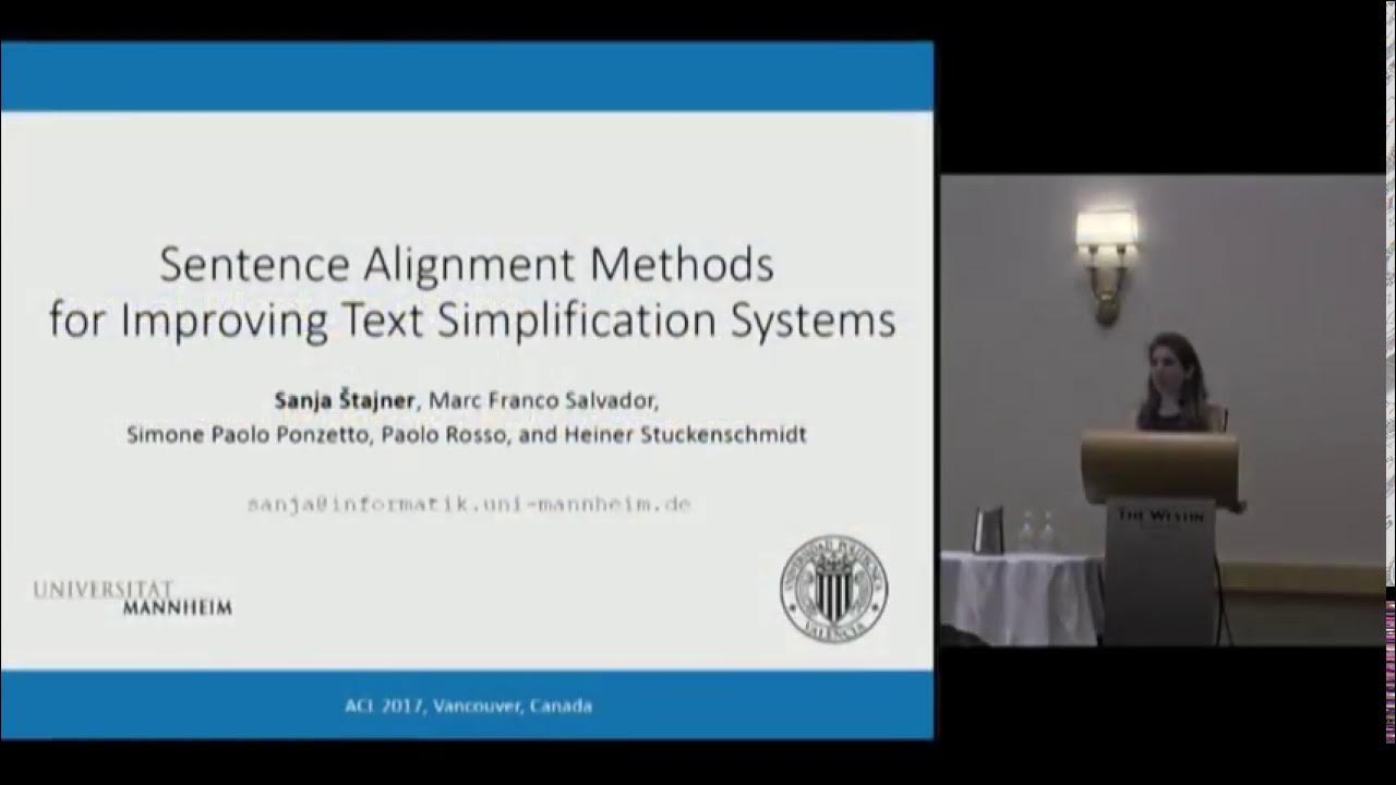 Sentence Alignment Methods for Improving Text Simplification Systems | ACL 2017 - YouTube