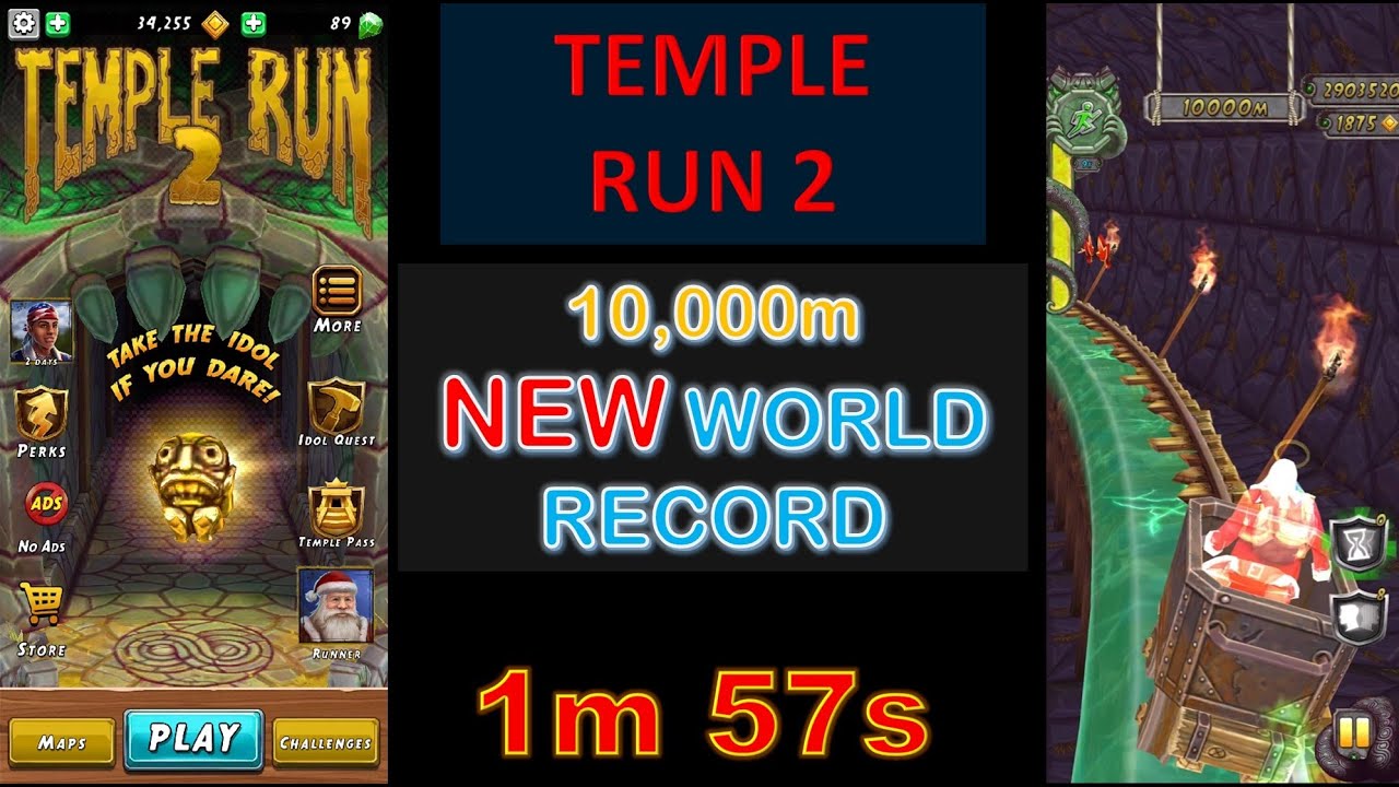 [World Record] Temple Run 2 10,000m new WR 1min 55.4 secs officially ...
