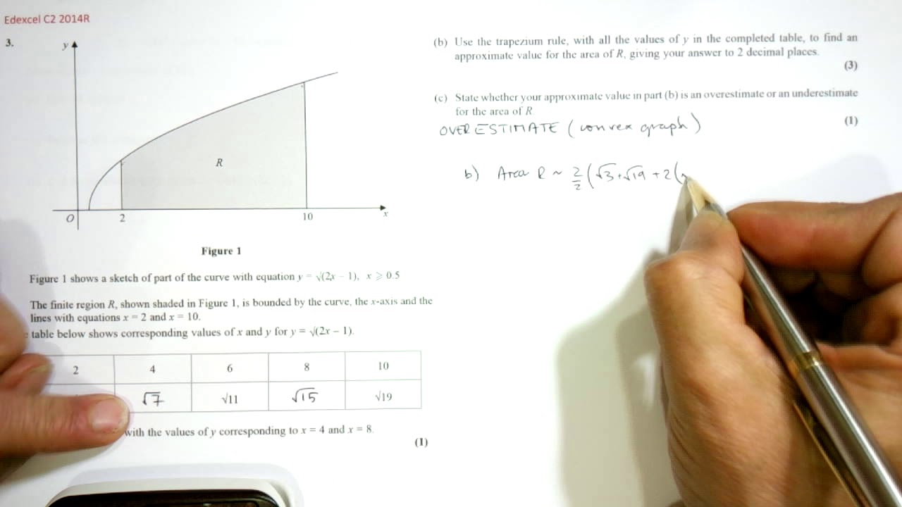 Edexcel C2 2014R Q3 Trapezium Rule - YouTube