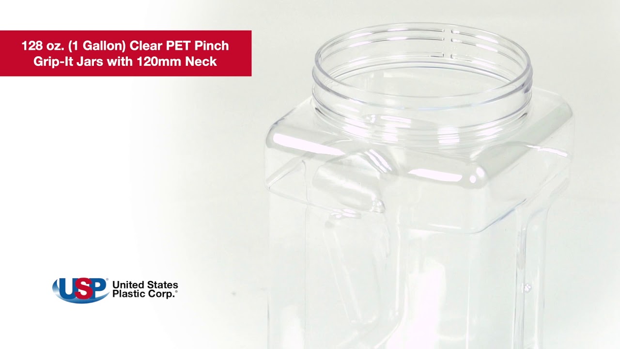 128 oz. Clear PET Plaza Jar with 120mm Neck | U.S. Plastic Corporation® - YouTube