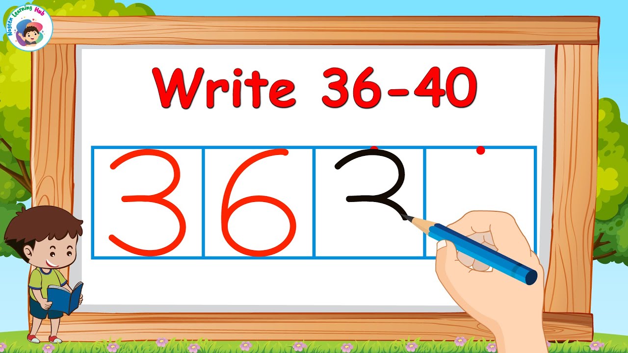 Number Writing 36 to 40 | Write 36 To 40 | Number Writing | Counting ...