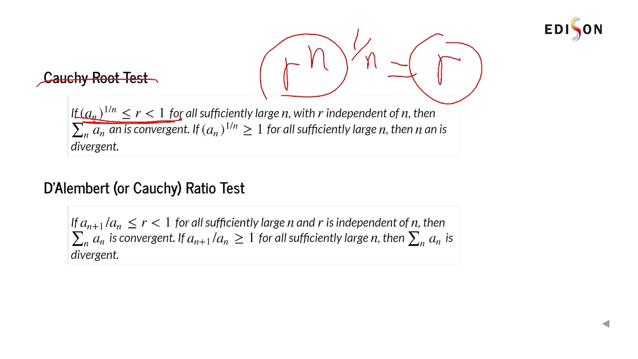 06 Cauchy Root Test D’Alembert or Cauchy Ratio Test - YouTube