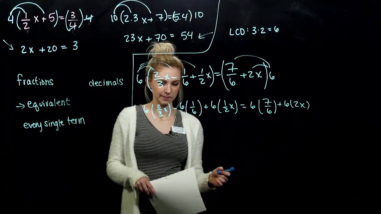 Clearing Fractions and Decimals in Equations (2.3.B) - YouTube