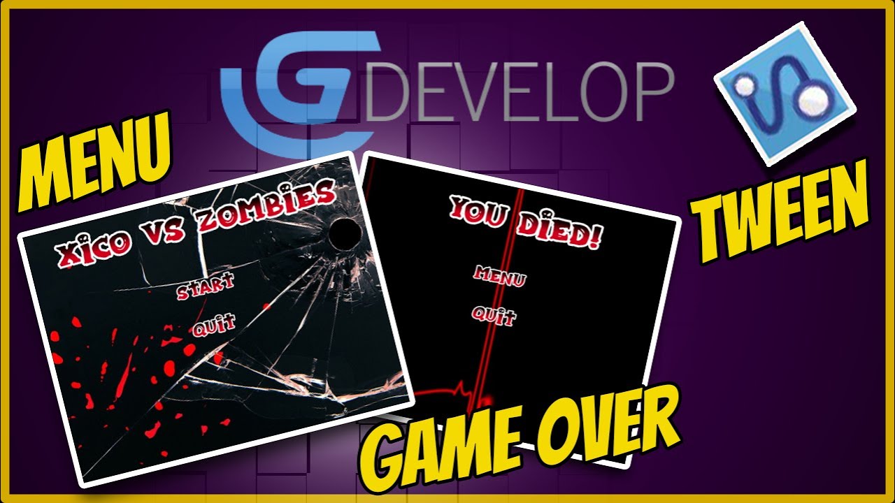 Como criar um Menu e tela Gameover, personalizar textos e Behavior Tween na Gdevelop 5 - #8 ...