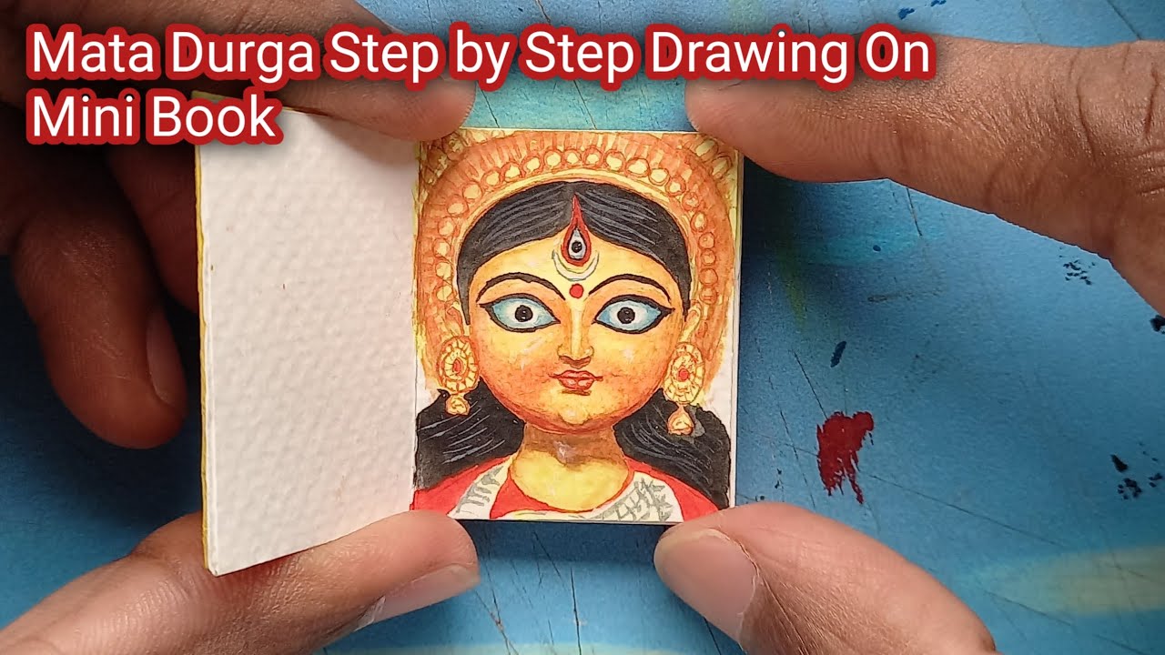 Mata Durga Step by Step Drawing On Mini Book /#painting #adishakti ...
