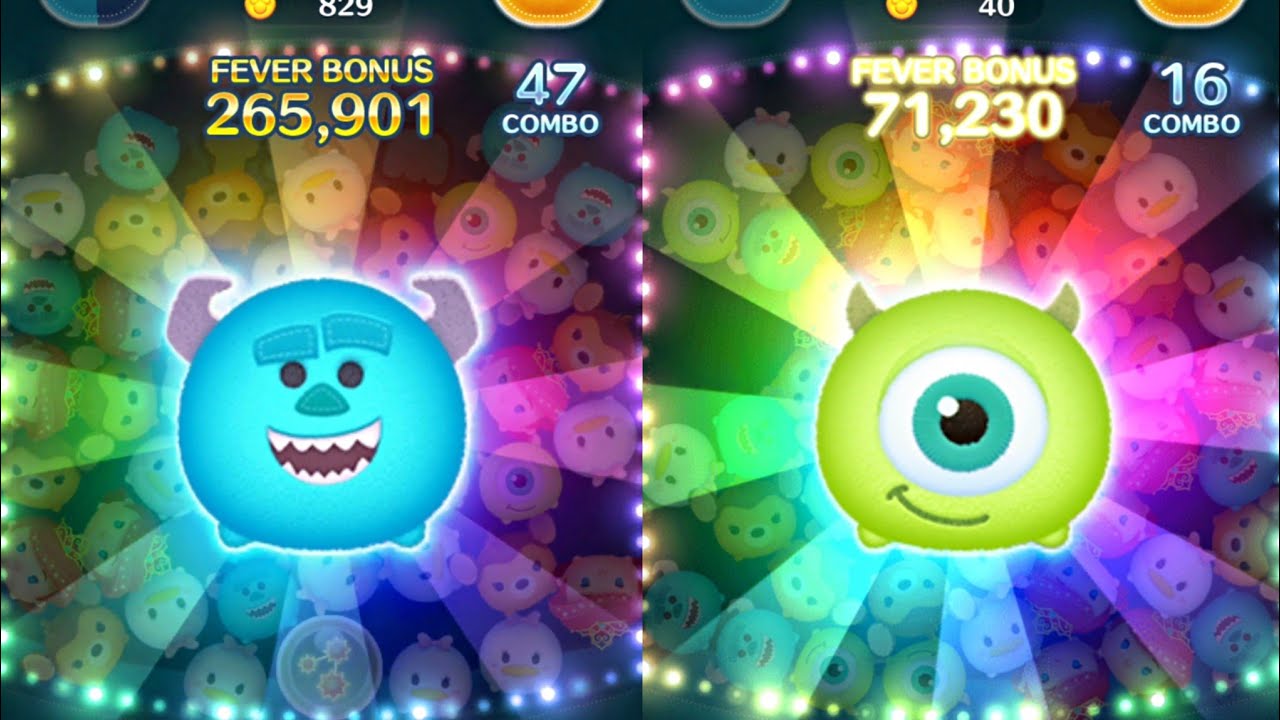 「ツムツム x Disney Tsum Tsum 」使用5變4技能達到1000萬分~~~大眼仔&毛毛 Mike & Sulley - YouTube