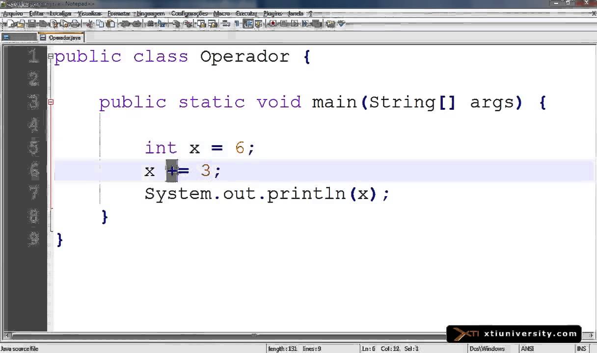 Universidade XTI - Curso Online Java - Aula 017 - Operadores de ...