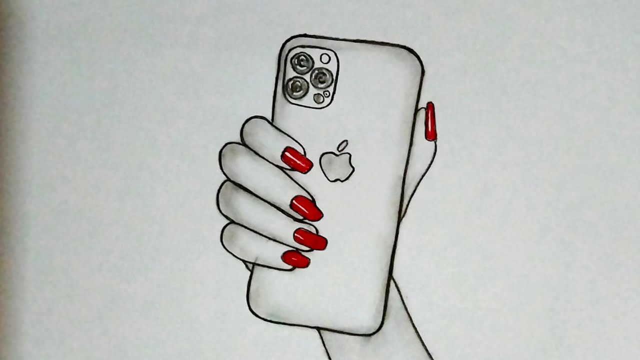 How to Draw a Hand Holding a Phone | Phone 12 Pro Max Holding in Hand ...