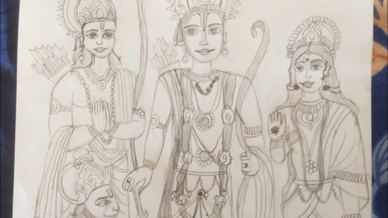 how to draw a beautiful pencil shading sketch of lord Ram,maa Sita ...