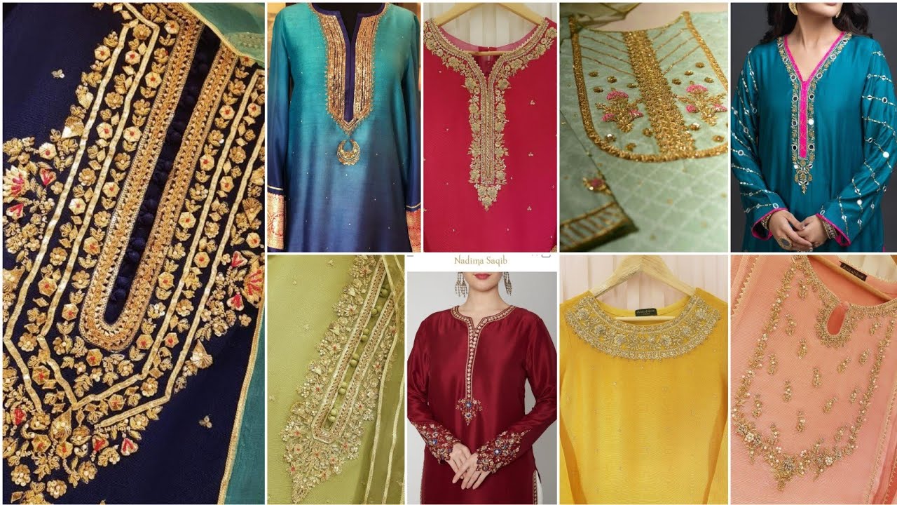 New Embroidery Neck design | Zardosi , Kora Dabka work Dresses - YouTube