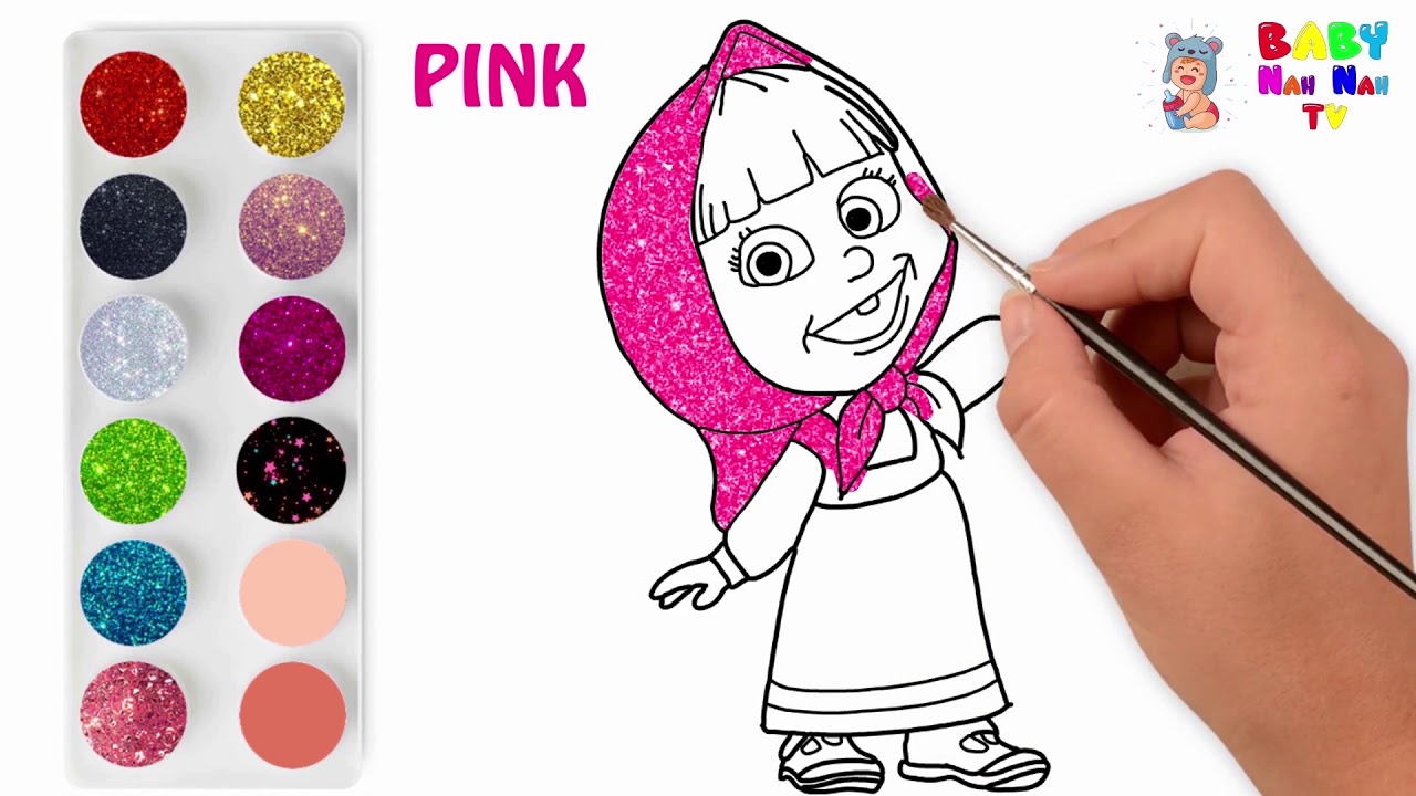 Glitter MASHA | Let's Draw And Learn Colors with Glitter MASHA | Colors ...