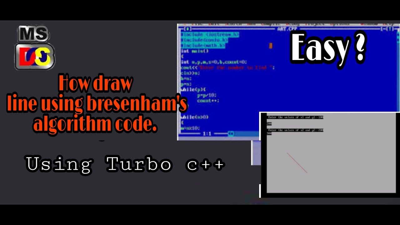 How to draw line using bresenham algorithm code . || computer Graphics|| Turbo c ++ - YouTube