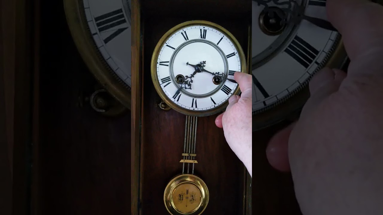 Antique keyhole shaped casing regulator wall clock c1915 - YouTube