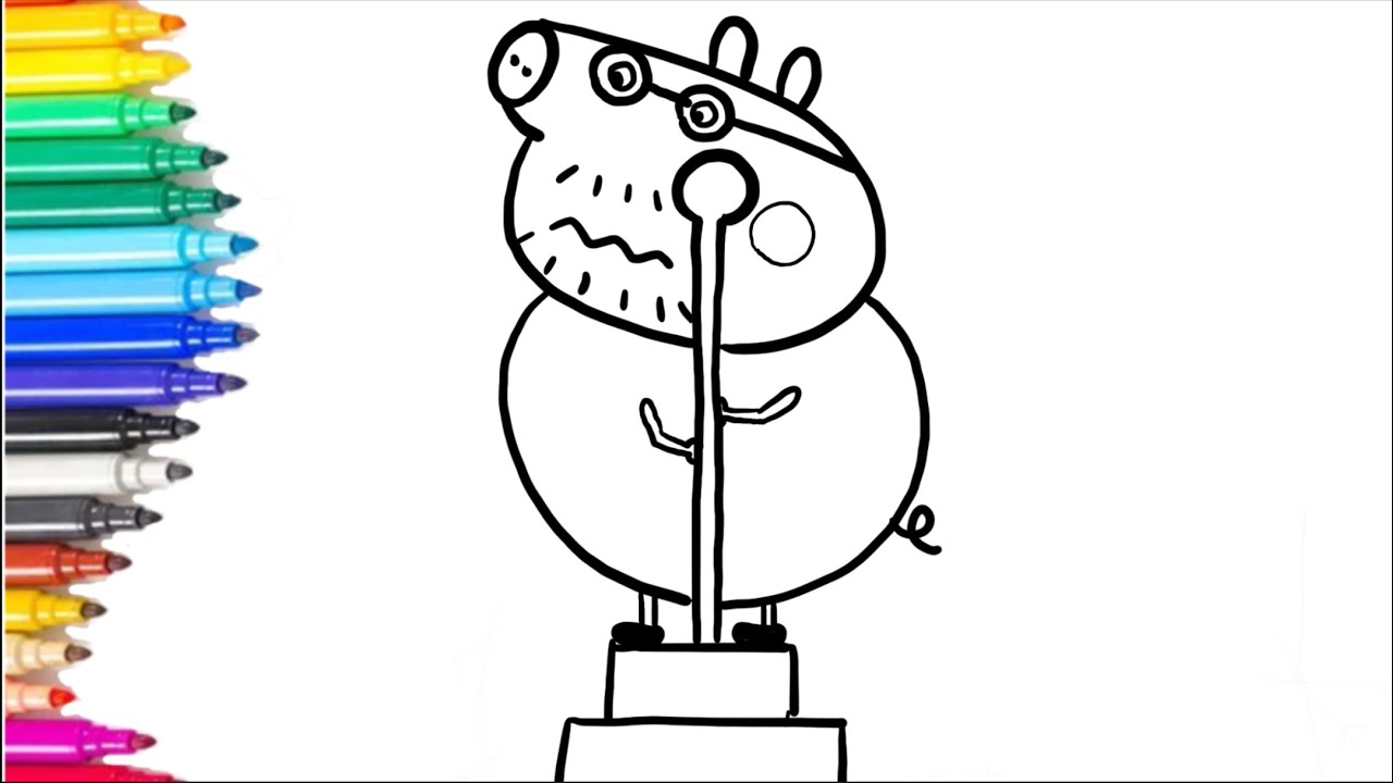 Drawing and Coloring Peppa Pig "Daddy Pig is Scared of Height" for Kids ...