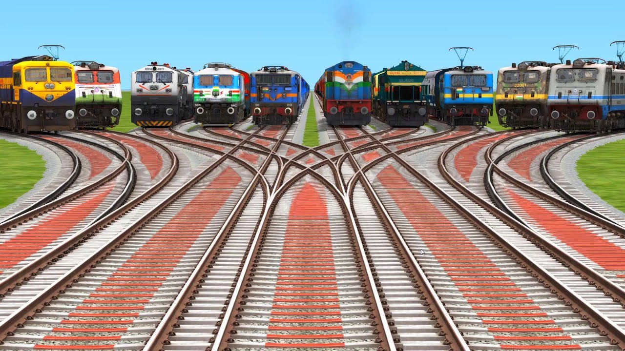 02283 All Trains Running Away From Daimond Railroad Tracks || train ...