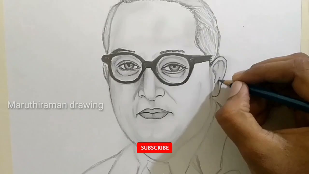 How to draw DR BR Ambedkar step by step | Ambedkar drawing easy way ...