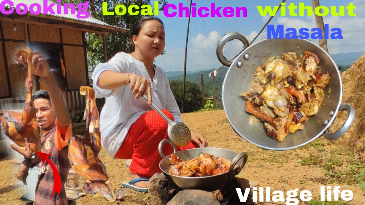 Cooking And Eating Local Chicken 🐔 Without Masala|| Village Cooking ...