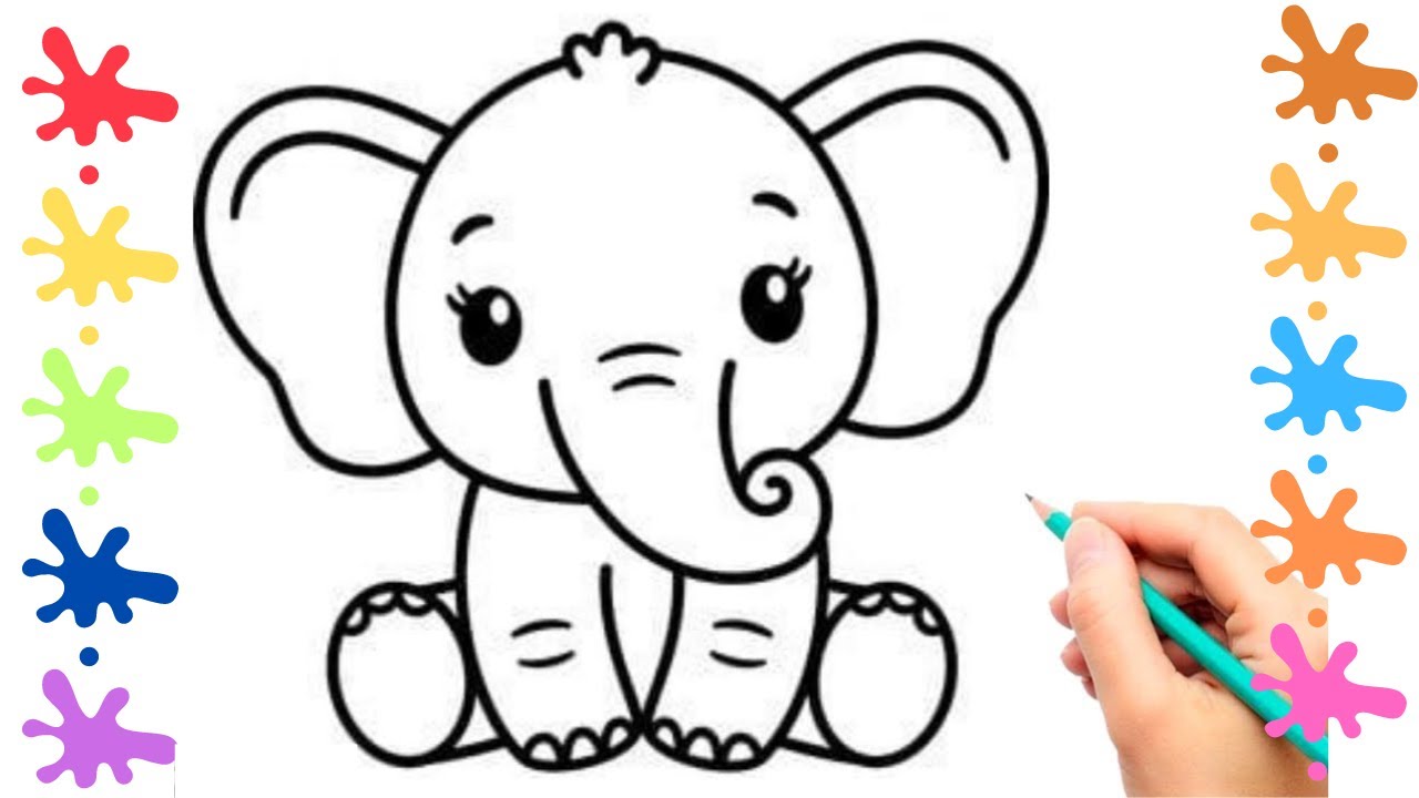 HOW TO DRAW CUTE ELEPHANT EASY STEP BY STEP - YouTube
